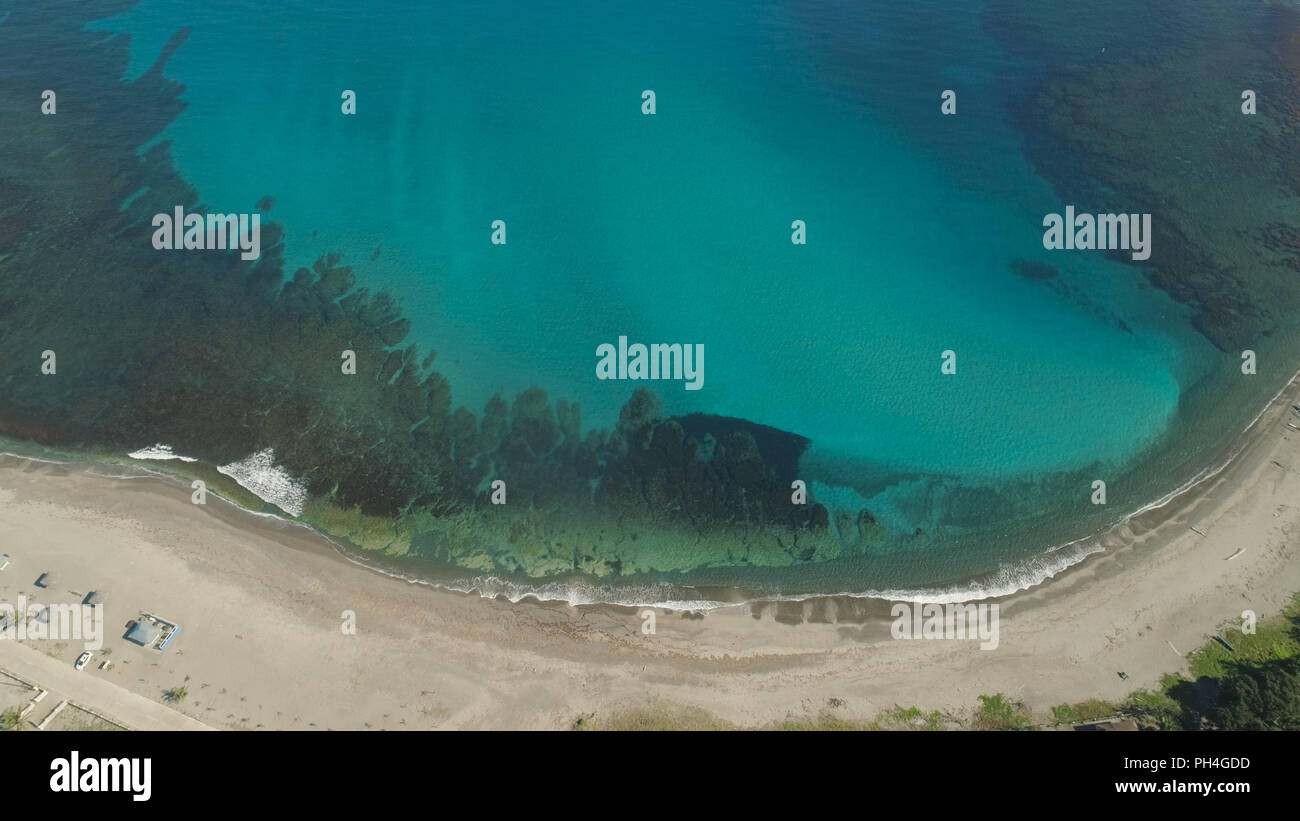Aerial view of beautiful beach, lagoon and coral reefs. Philippines ...