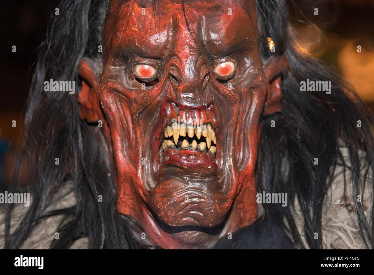 Man dressed as Percht, mythical figures accompanying Saint Nicholas ...