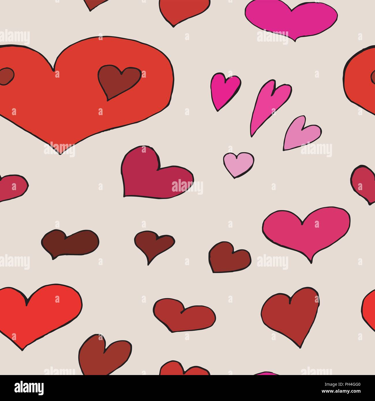 Seamless pattern with pink and red hearts Stock Vector Image & Art - Alamy