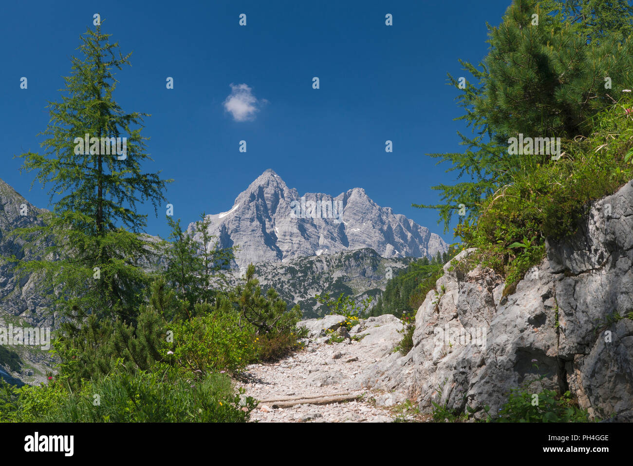 On the way to the lake Funtensee in the Steinernen Meer with the ...