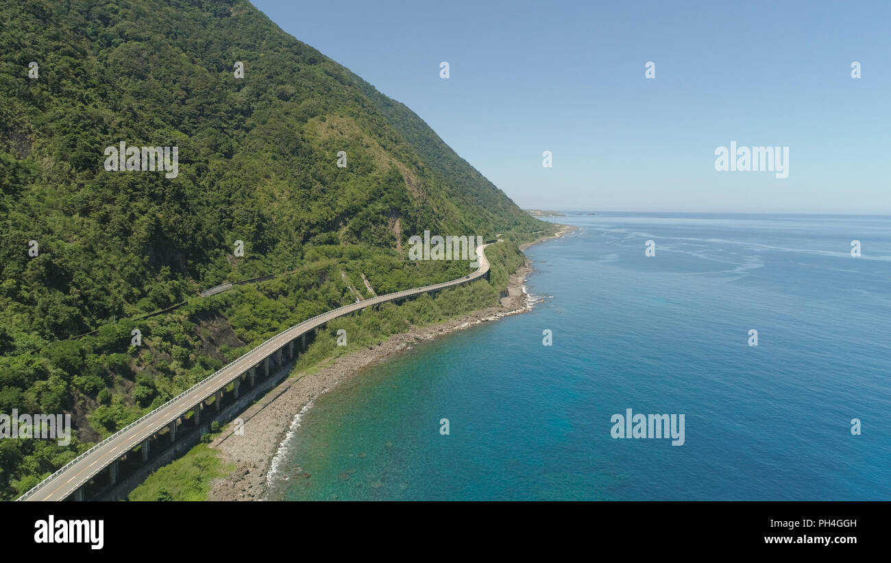 Aerial view of Patapat viaduct in the coast of Pagudpud, Ilocos Norte ...