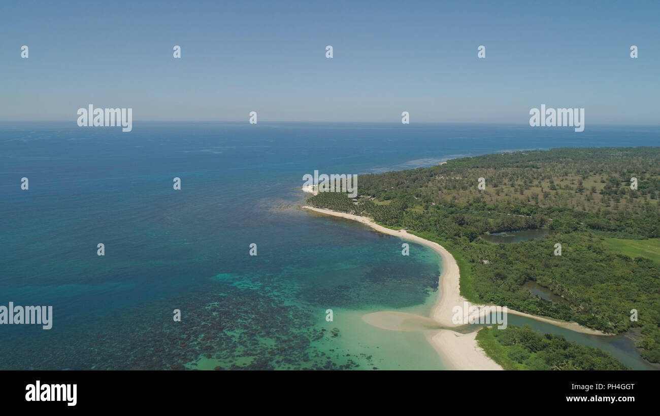Aerial view of beautiful tropical beach Saud with turquoise water in ...