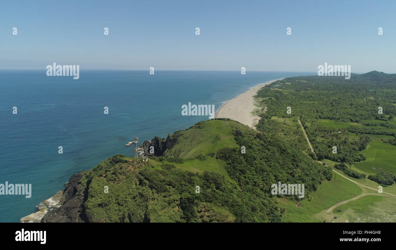 Aerial view of coastline with sandy beautiful beach. Philippines, Luzon ...