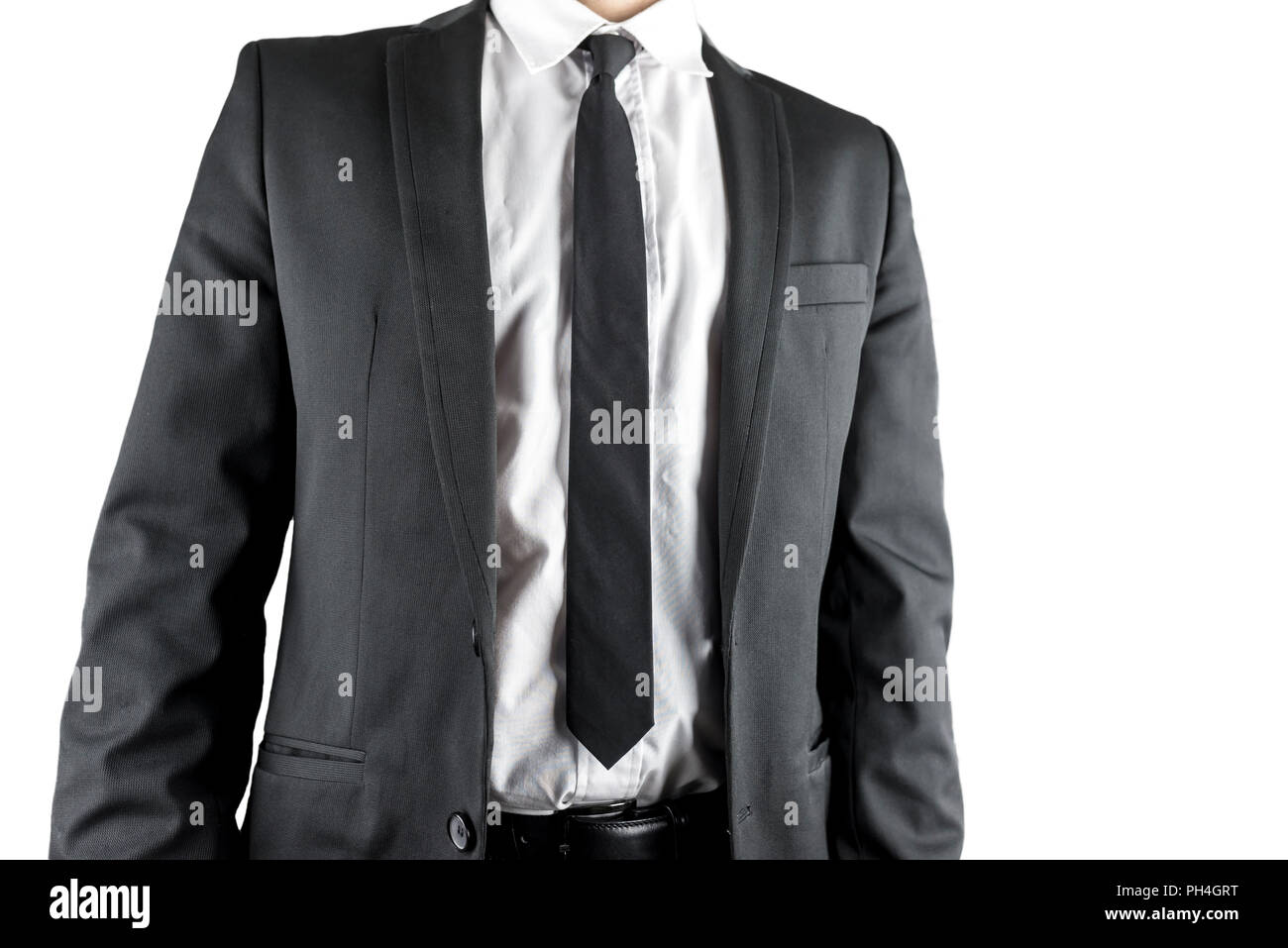 Front view of businessman in elegant suit. Isolated over white ...