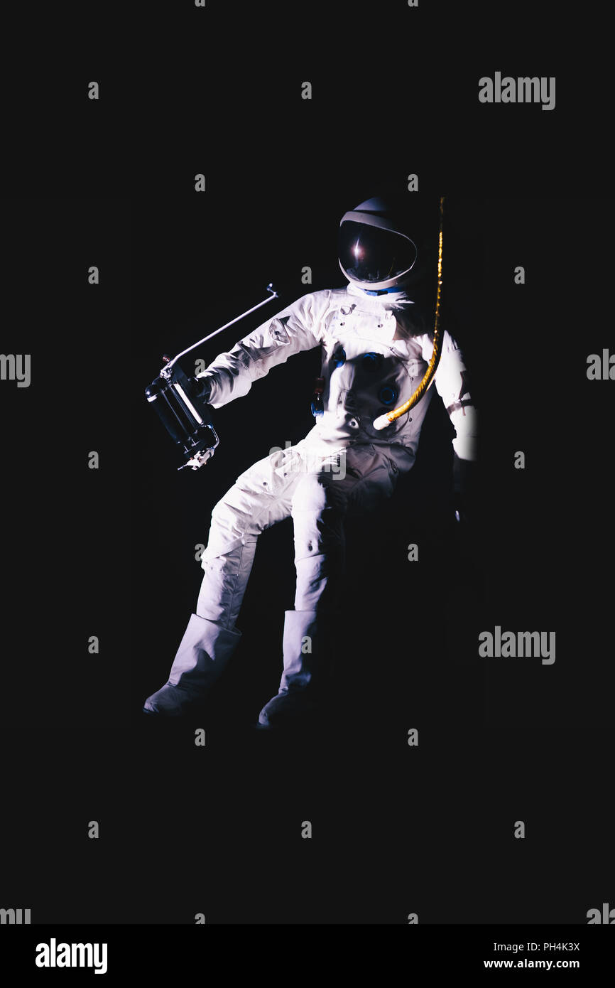 Astronaut model reproduction in outer space - space man Stock Photo - Alamy