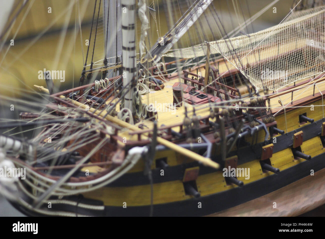 close up of a galleon - model miniature reproduction 2 Stock Photo - Alamy
