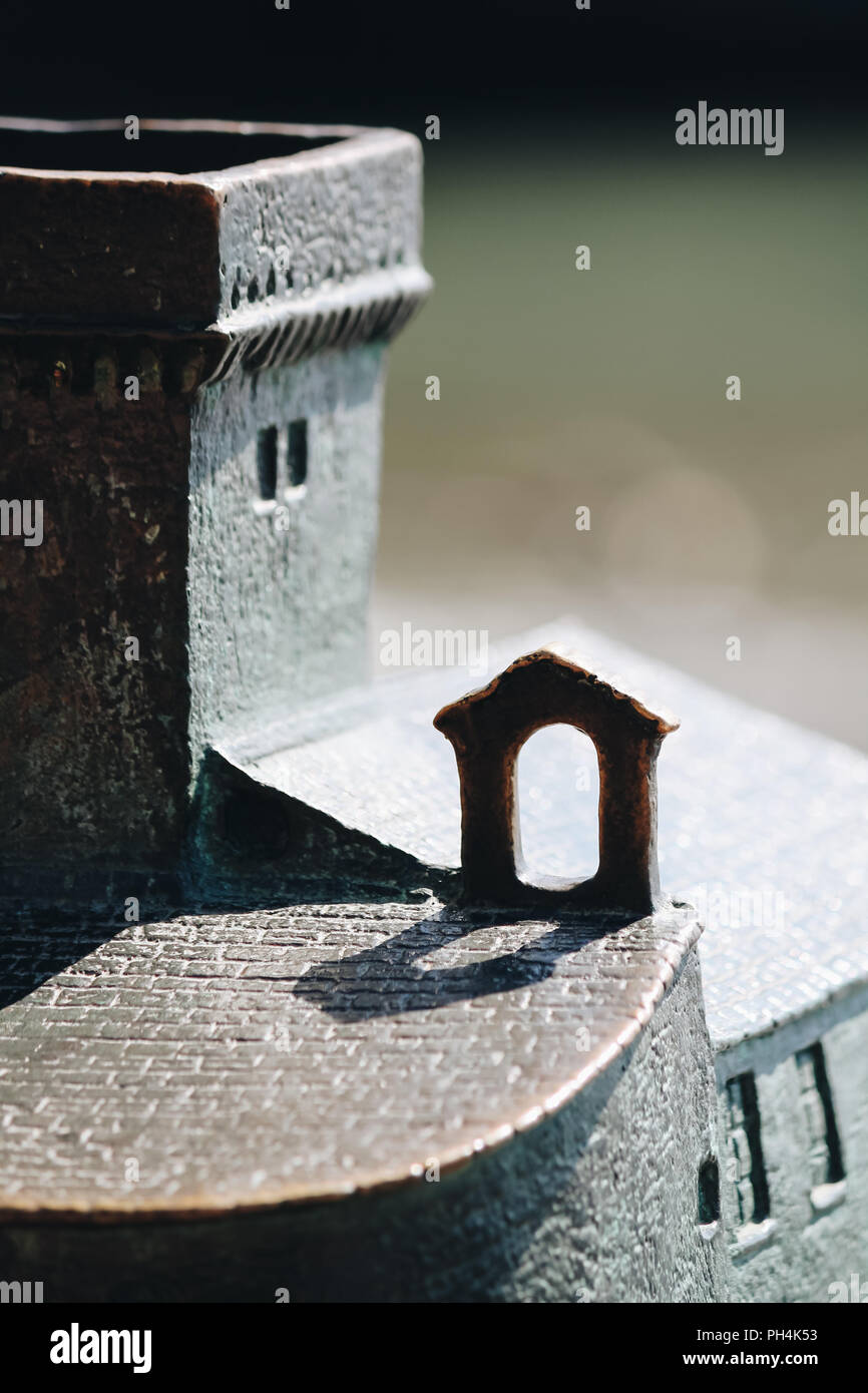 close up of bronze model of the castle in Rapallo - Italy 1 Stock Photo ...