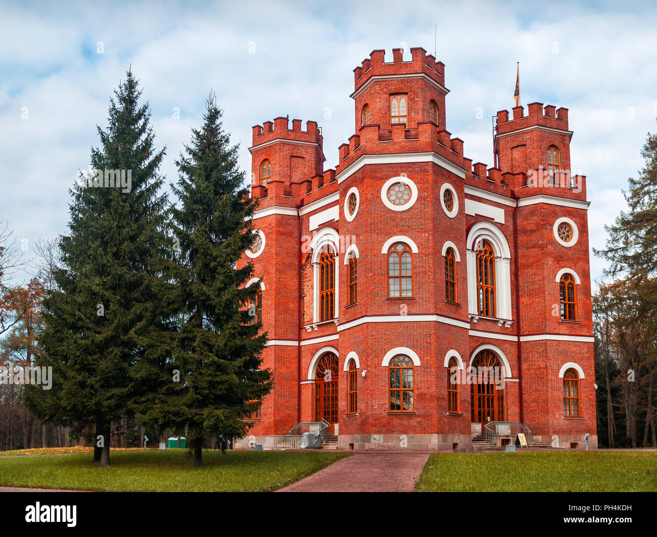 The facade of the historic building Arsenal with turrets, large windows ...