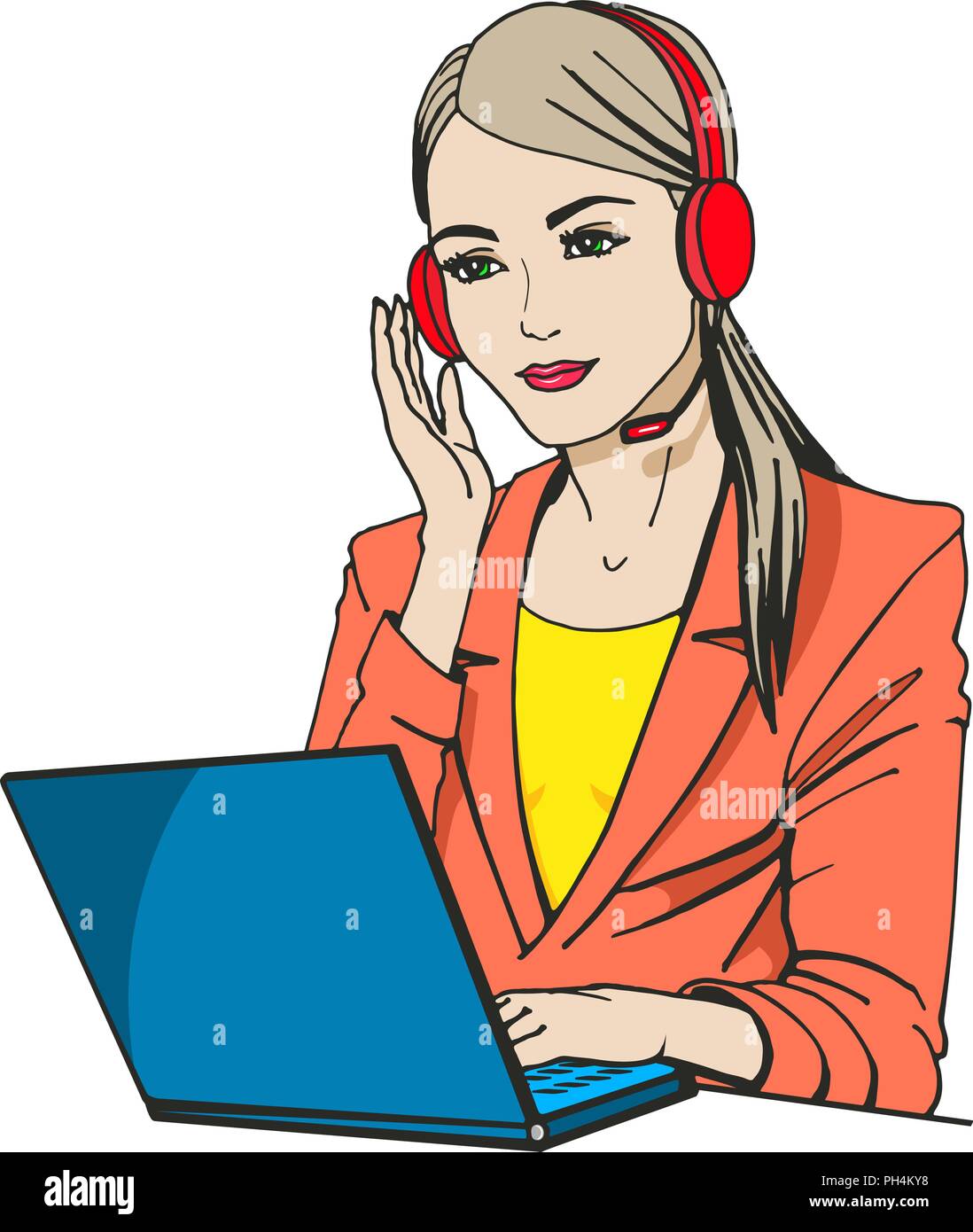 Secretary with headphones and microphone Stock Vector Image & Art - Alamy