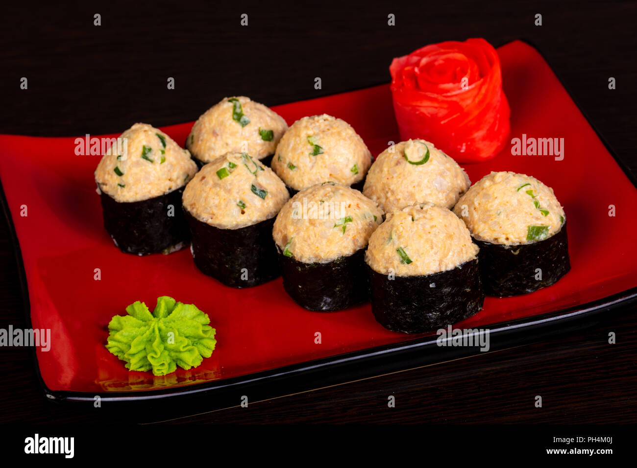 Japanese roll with chicken and cream Stock Photo - Alamy