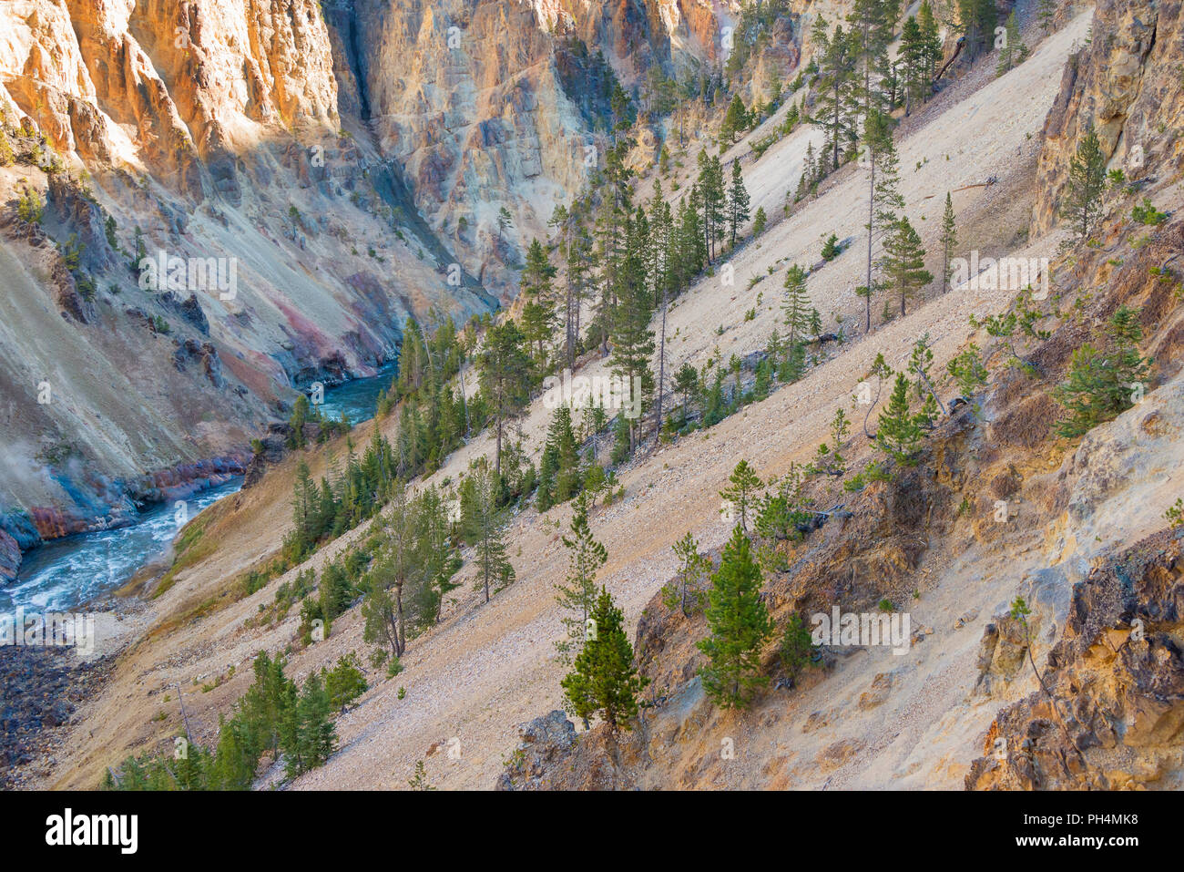 Mountain landscape near Yellowstone Falls, Yellowstone National Park ...