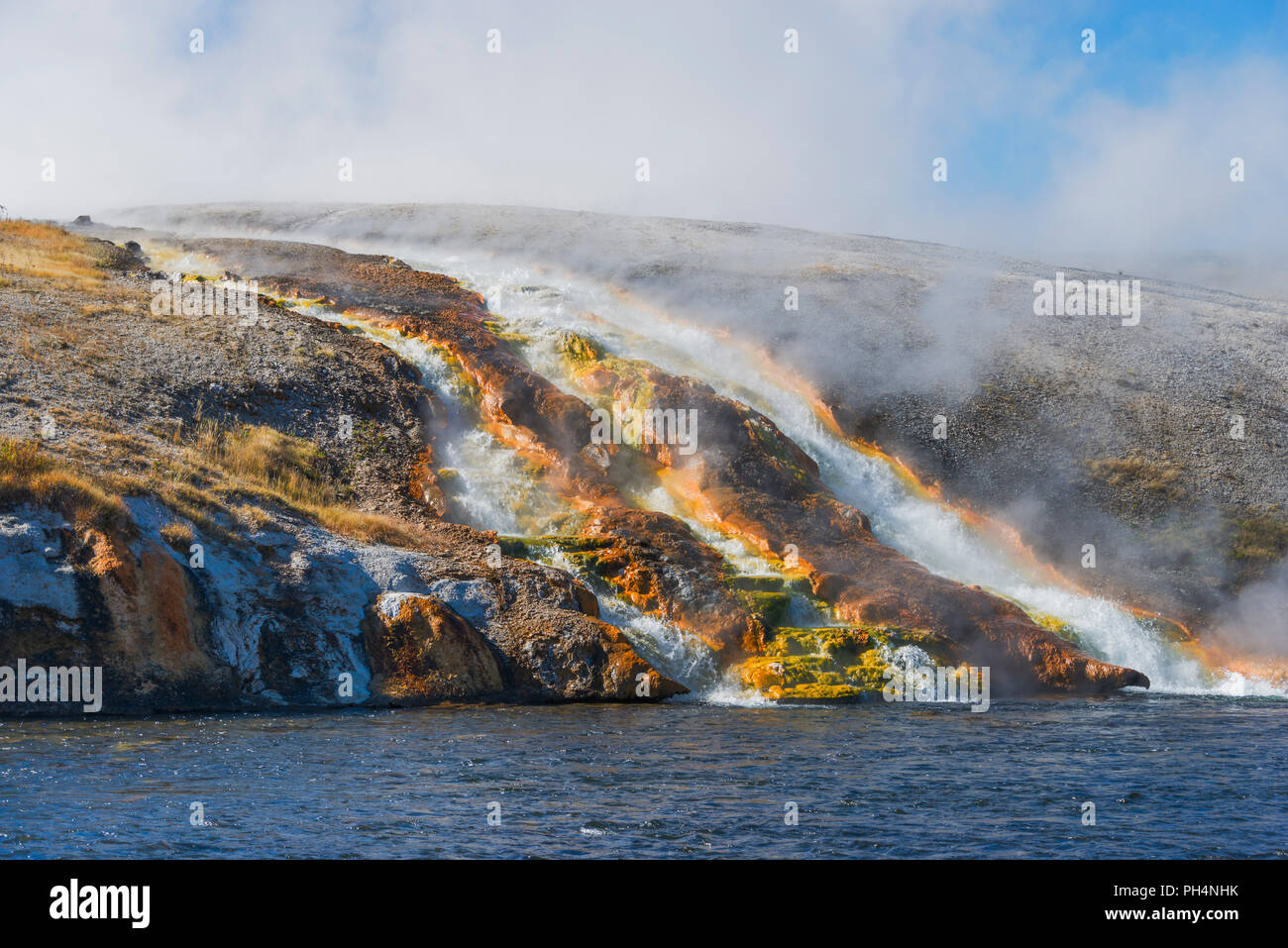 Grand Prismatic Spring, Firehole river, Yellowstone National Park, USA ...