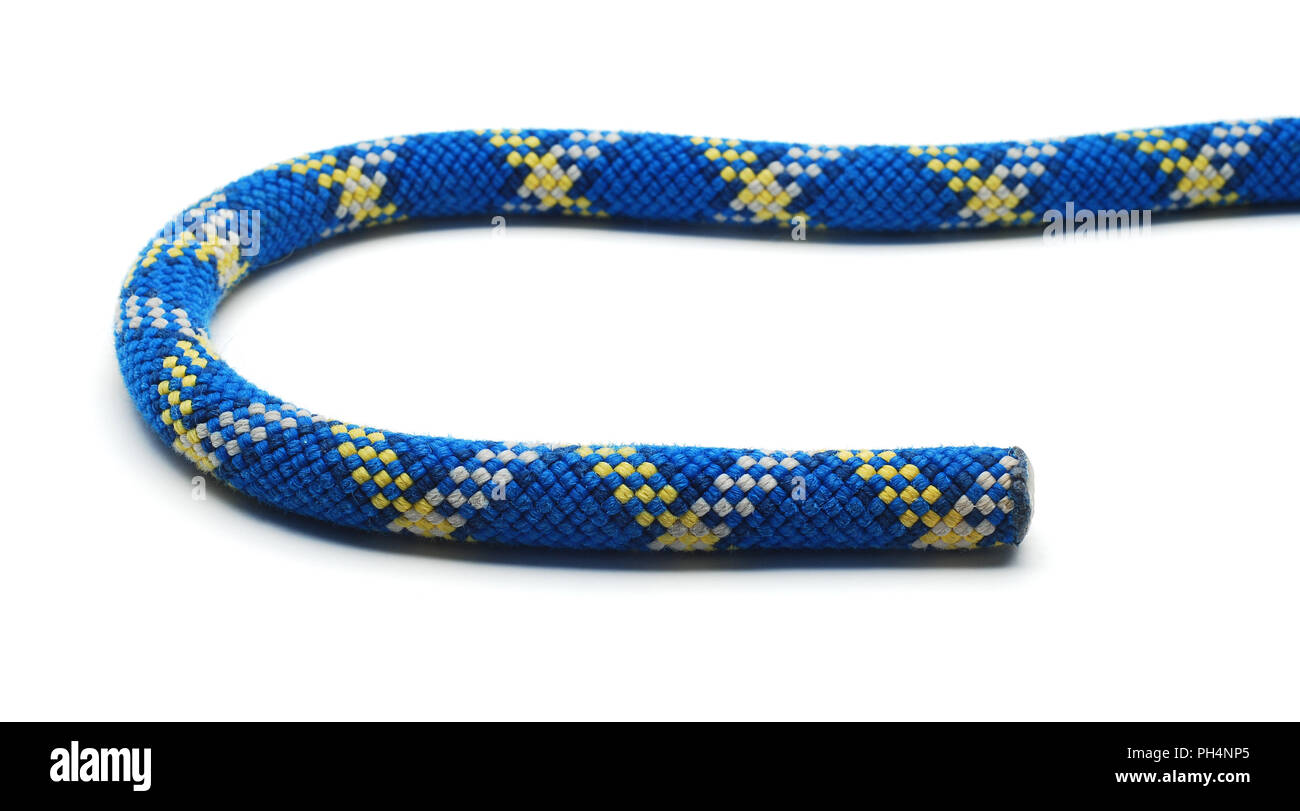 blue climbing rope isolated on white Stock Photo - Alamy