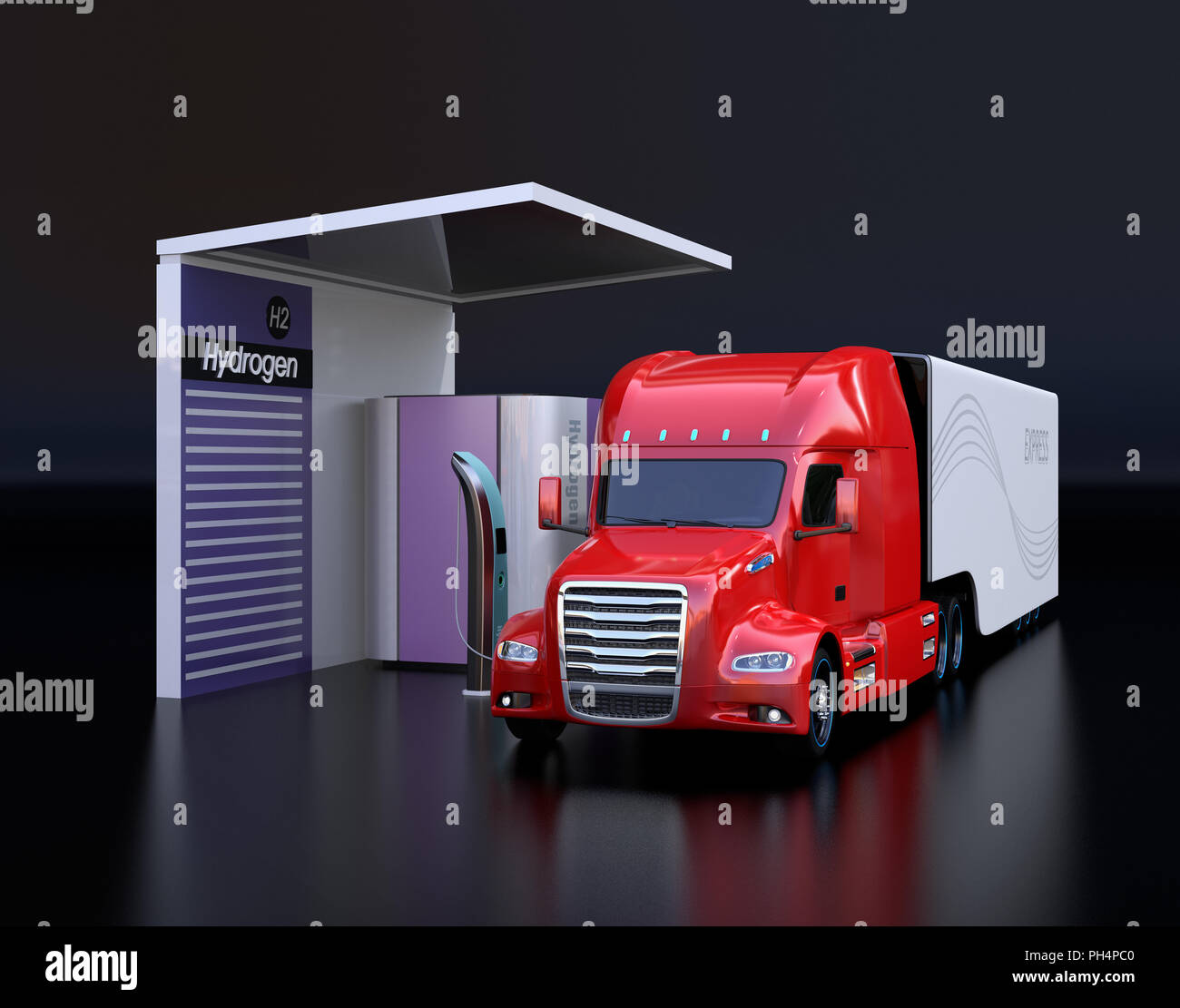 Fuel Cell powered truck filling hydrogen gas in Fuel Cell Hydrogen ...