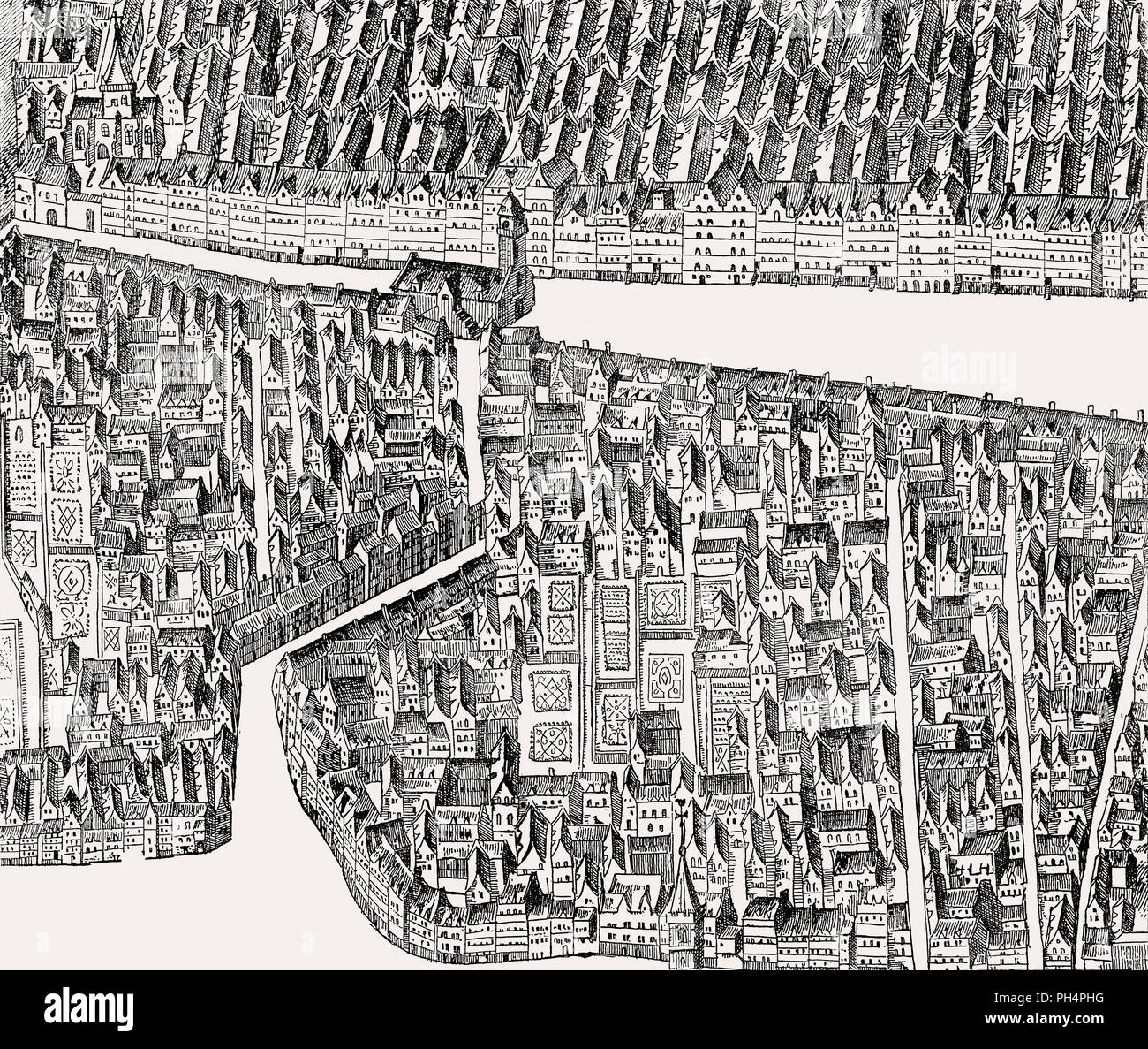 Bird's eye view of Edinburgh, Scotland, by James Gordon of Rothiemay ...