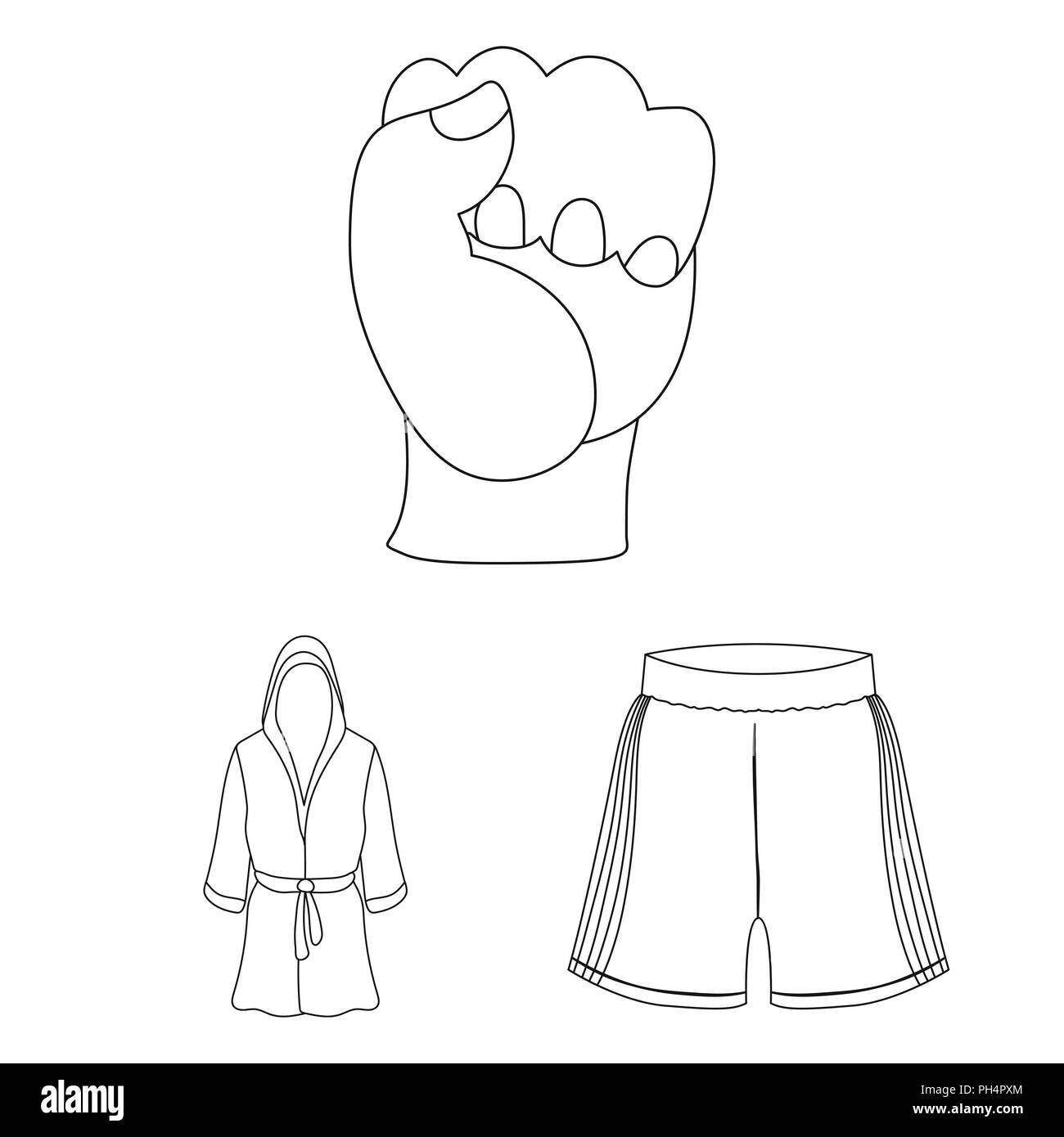 Boxing extreme sports outline icons in set collection for design. Boxer ...