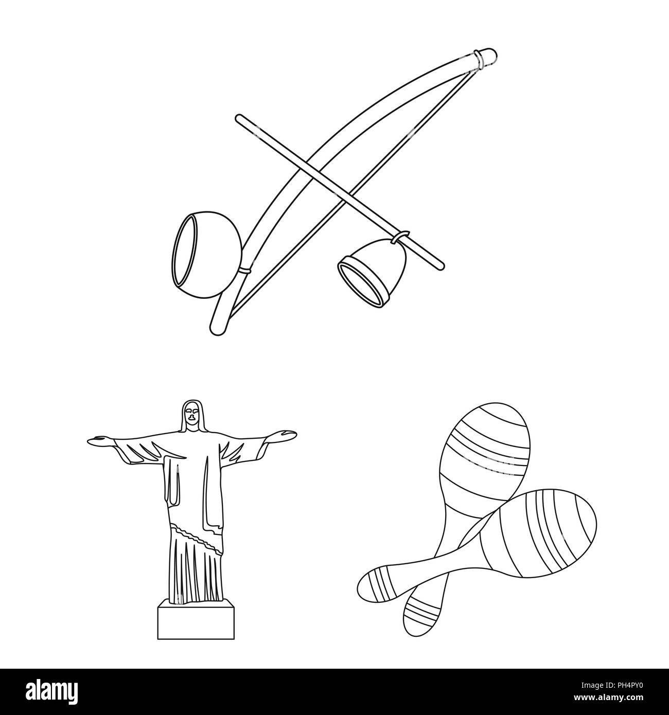 Country Brazil outline icons in set collection for design. Travel and ...