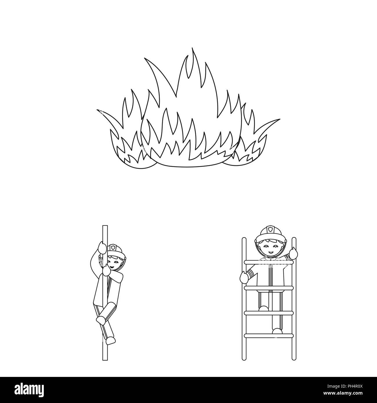 Fire Department outline icons in set collection for design ...