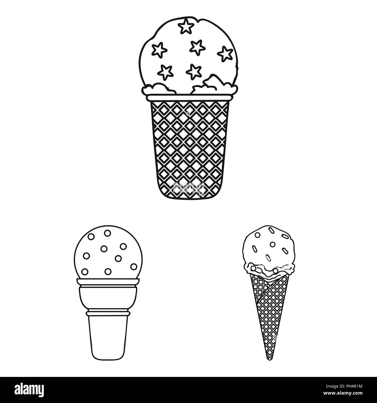 Different ice cream outline icons in set collection for design. Dessert ...