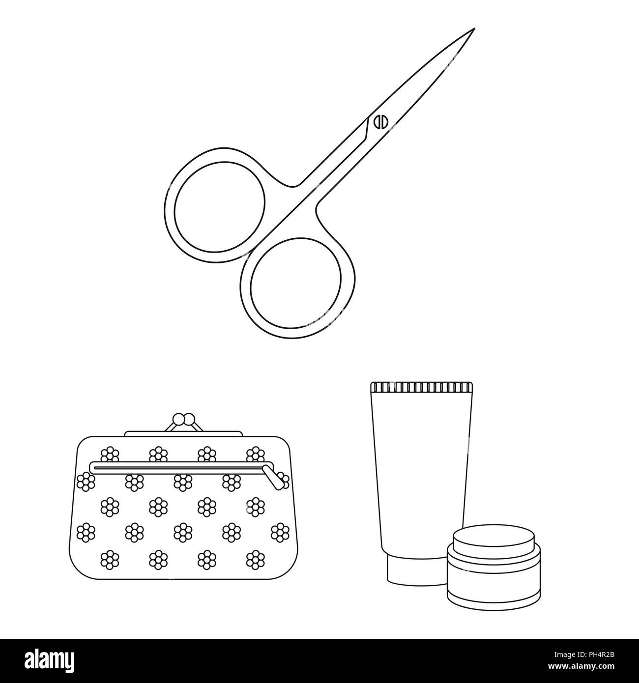 Makeup and cosmetics outline icons in set collection for design. Makeup ...