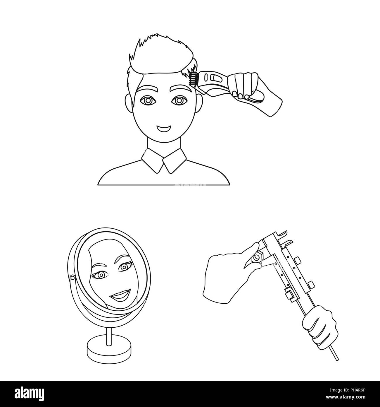 Manipulation by hands outline icons in set collection for design. Hand ...