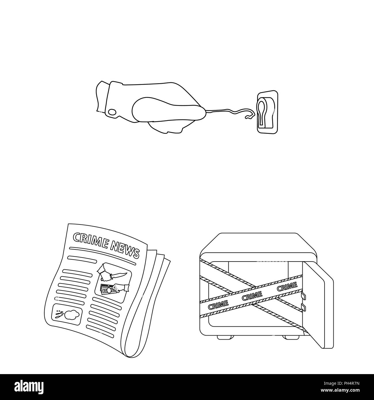 Detective agency outline icons in set collection for design. Crime and ...