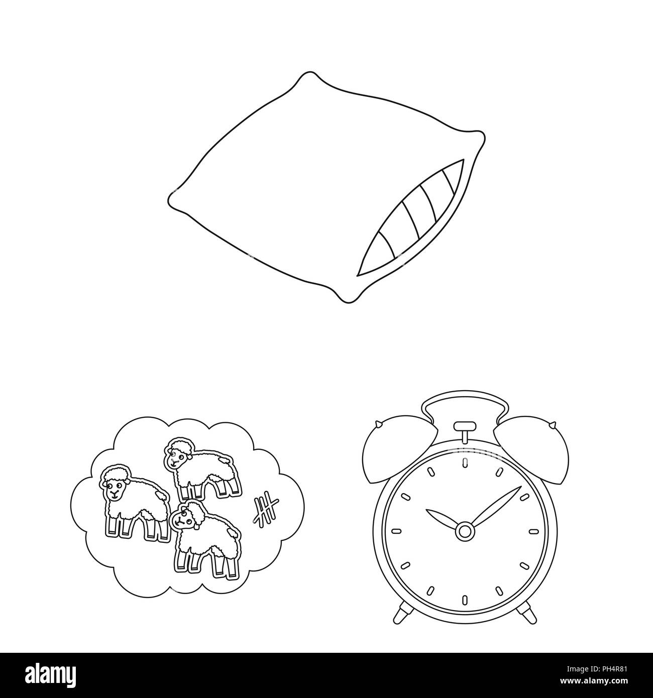 Rest and sleep outline icons in set collection for design. Accessories ...