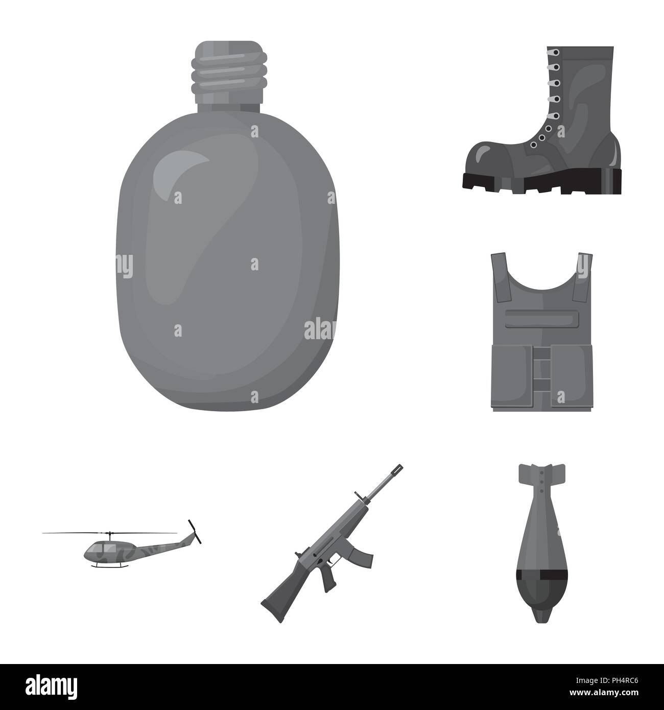Army and armament monochrome icons in set collection for design ...