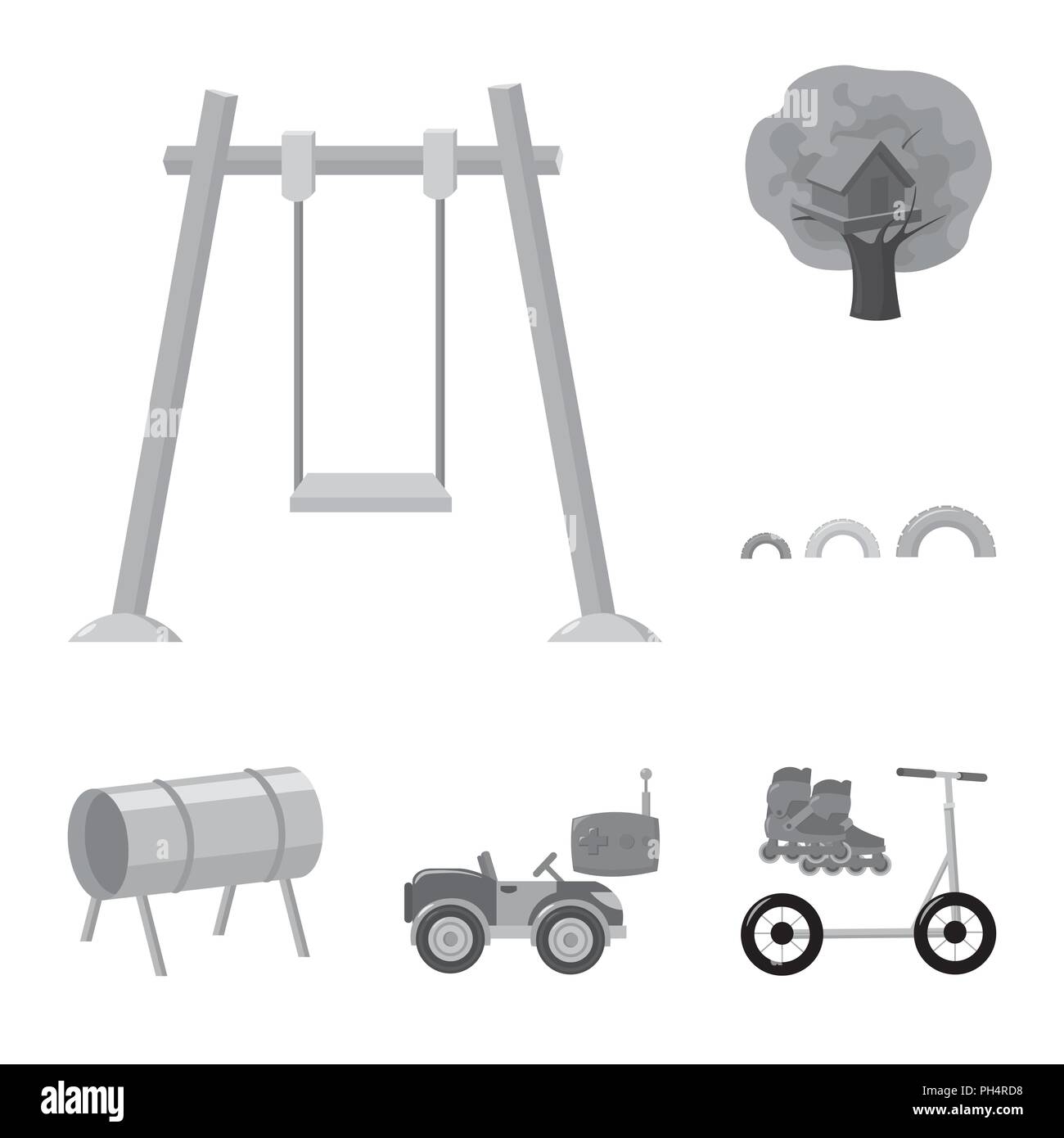 Playground, entertainment monochrome icons in set collection for design ...