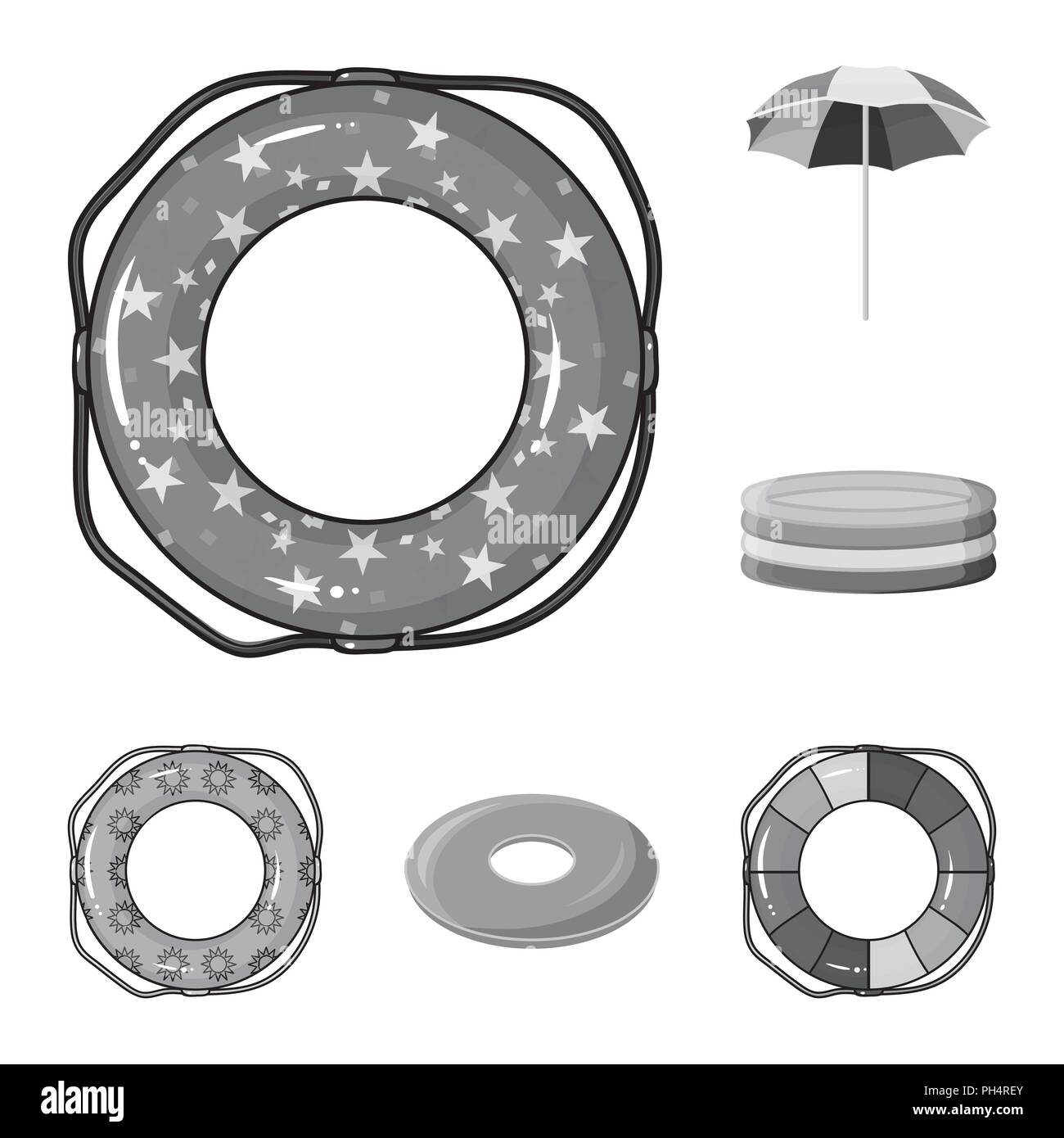 Multicolored swimming circle monochrome icons in set collection for ...