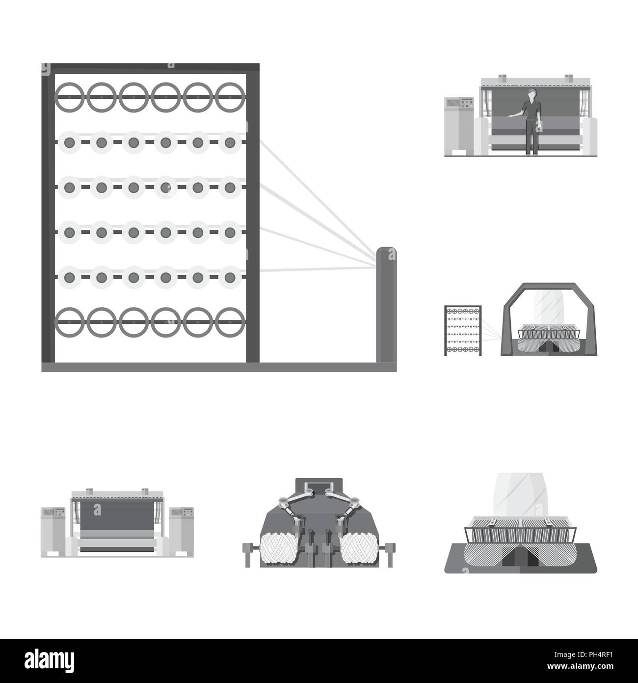 Textile industry monochrome icons in set collection for design.Textile ...