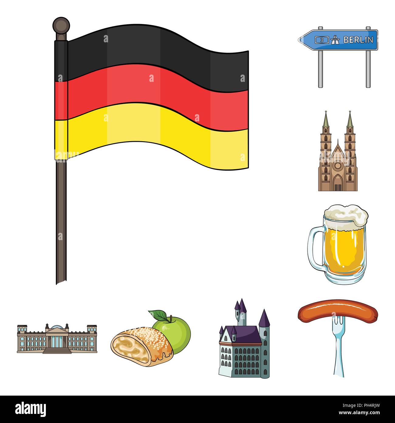 Country Germany cartoon icons in set collection for design. Germany and ...