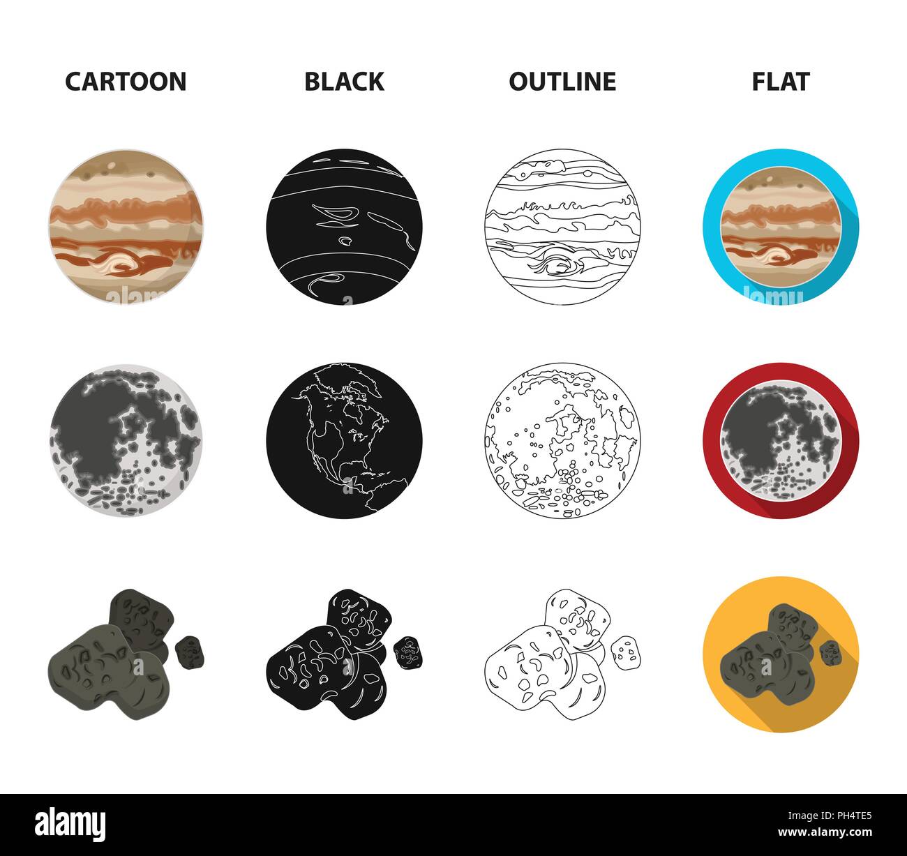 Moon, Venus of the planet of the solar system. Nil, a meteorite ...