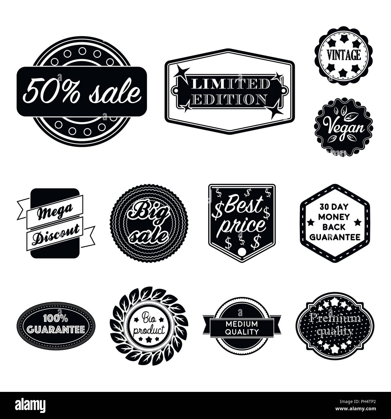 Different label black icons in set collection for design. Index and ...