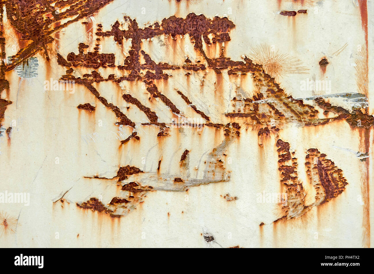 White painted metal surface with scratches and patches of rust Stock ...