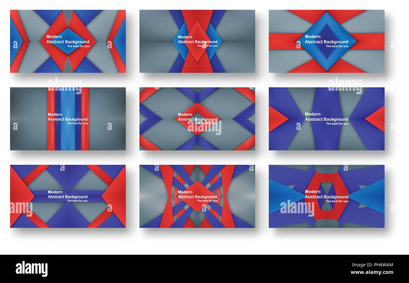 Abstract red and blue material design on grey background for cover ...