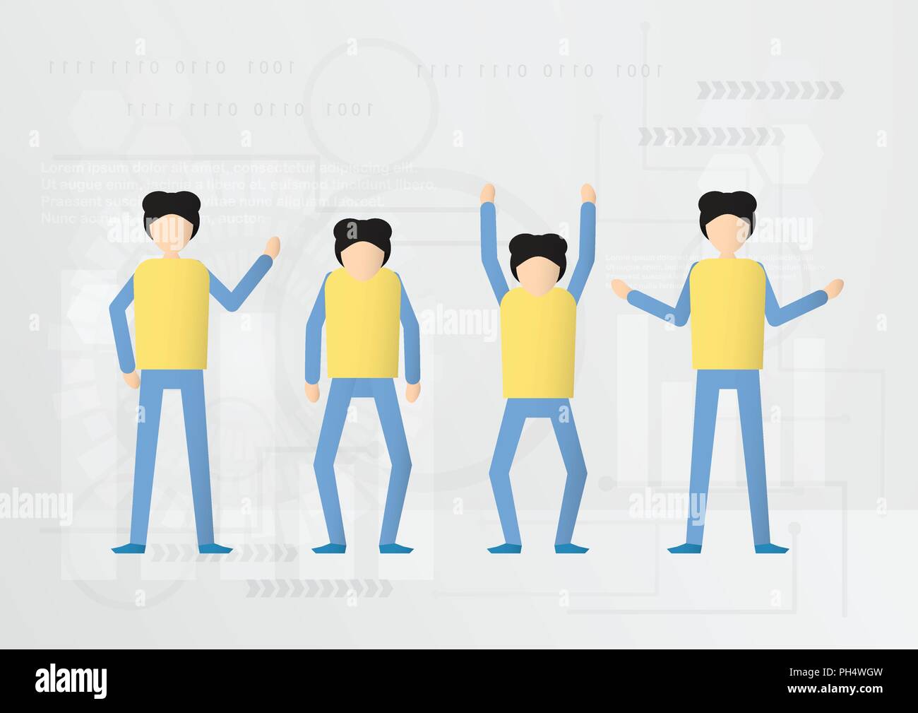 Character design with future people isolated on technology background ...