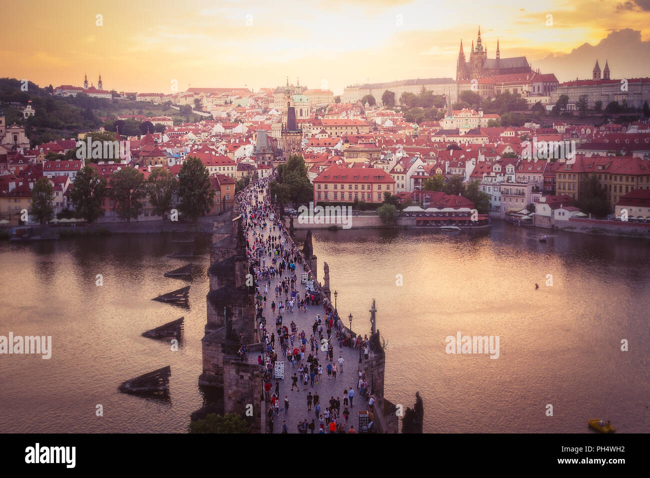 Prague charles bridge water wide hi-res stock photography and images ...