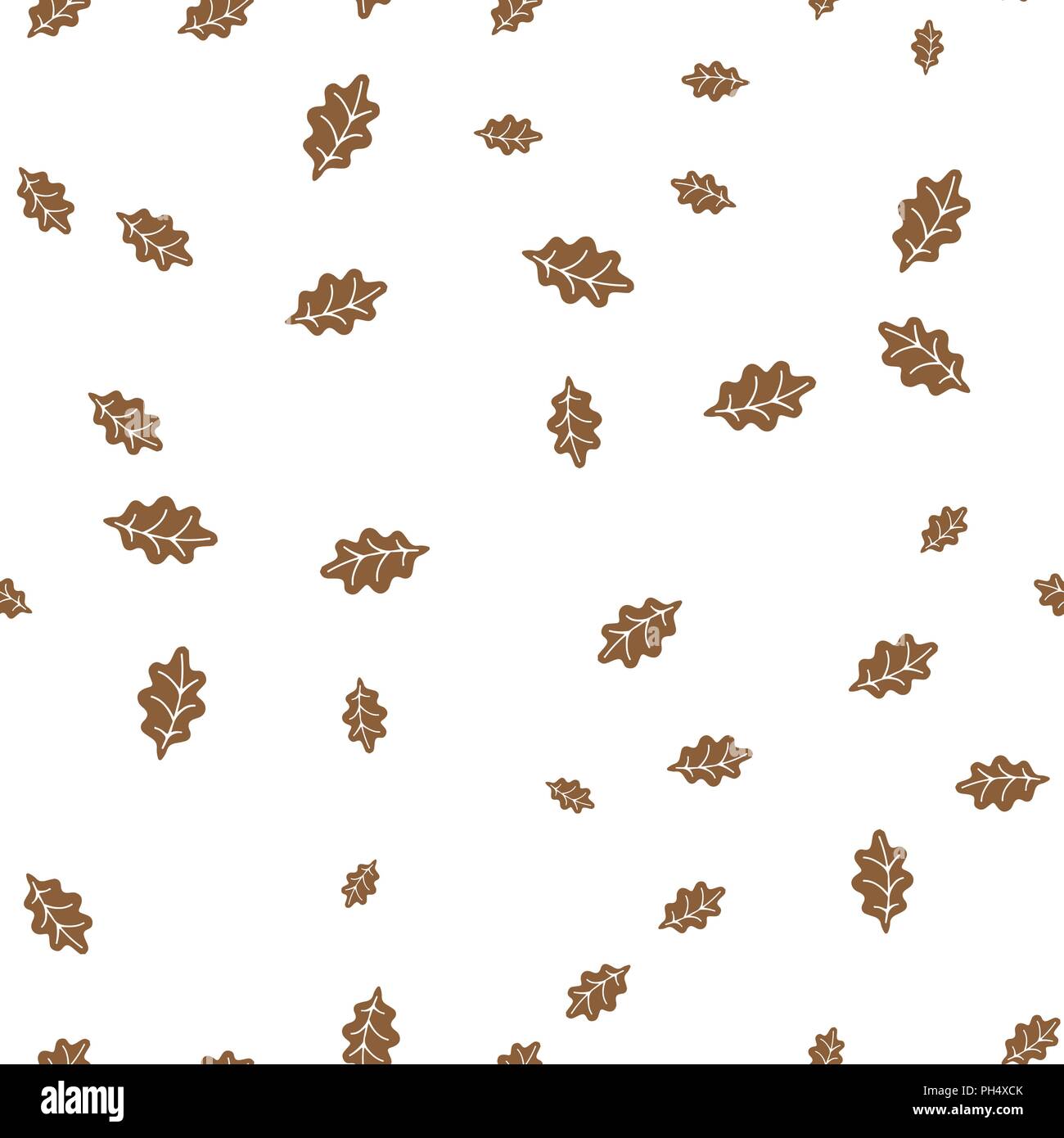 Oak leaf brown pattern seamless. Vector illustration. Isolated white ...