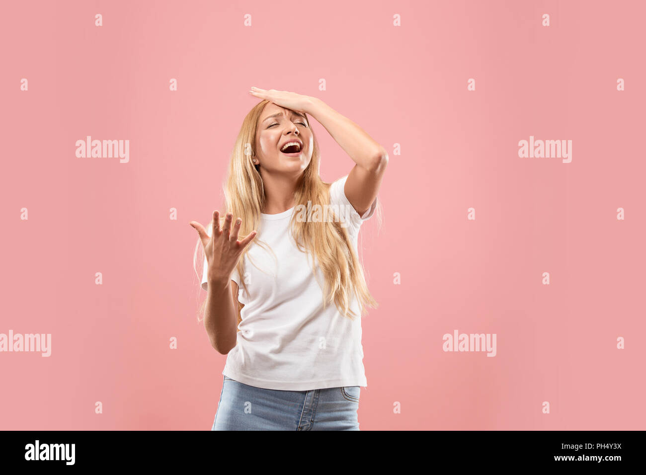 Why is that. Beautiful female half-length portrait isolated on trendy ...