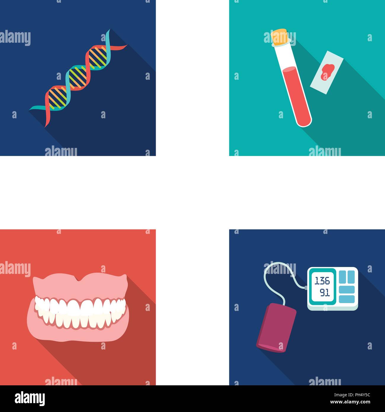 DNA code, blood test in vitro, denture, tonometer. Medicine set ...
