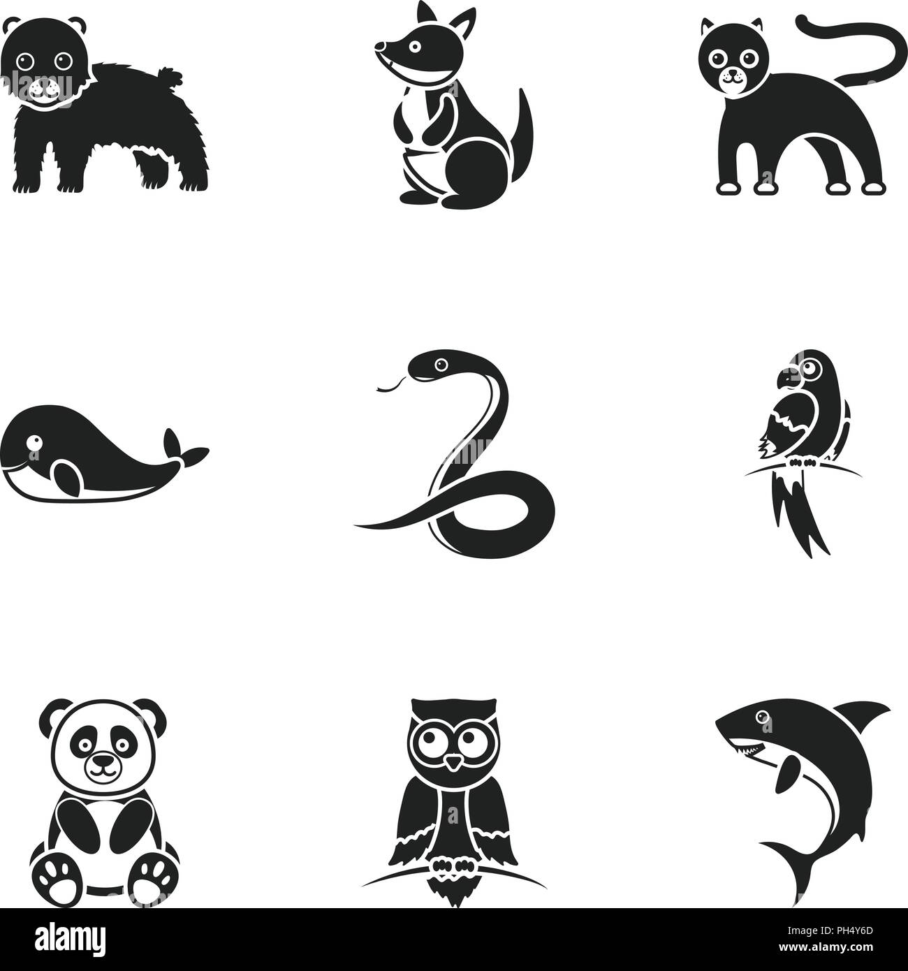 Animals set icons in black style. Big collection of animals vector ...
