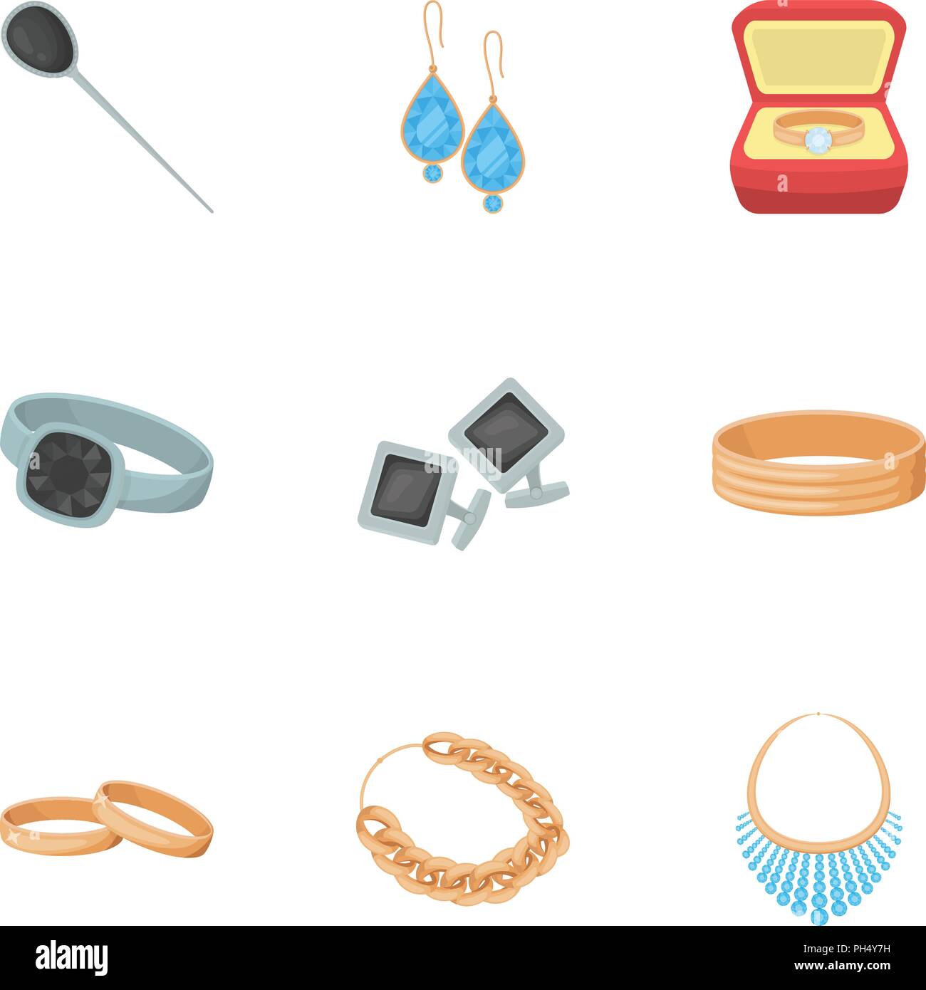 Jewelry and accessories set icons in cartoon design. Big collection of ...