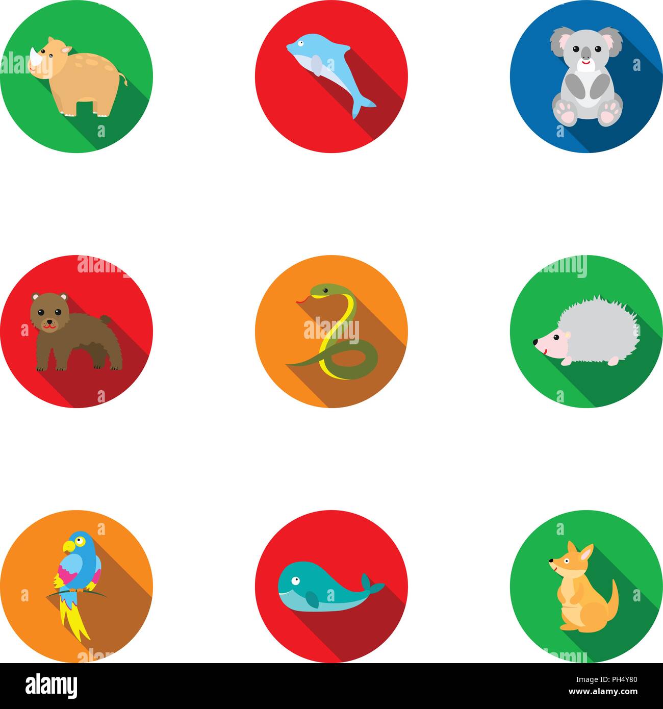 Animals set icons in flat style. Big collection of animals vector ...