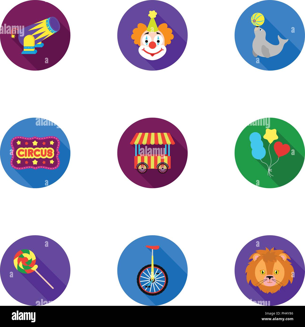 Circus set icons in flat style. Big collection of circus vector symbol ...