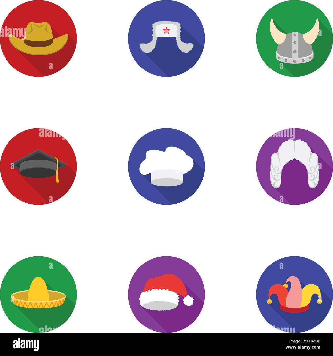 Hats set icons in flat style. Big collection of hats vector symbol ...