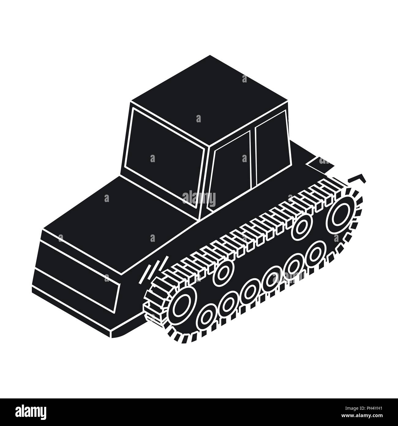 Tracked tractor icon in black design isolated on white background ...
