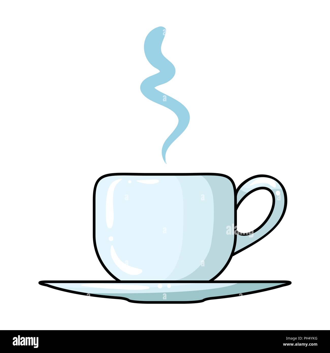 Coffee cup icon in cartoon style isolated on white background ...