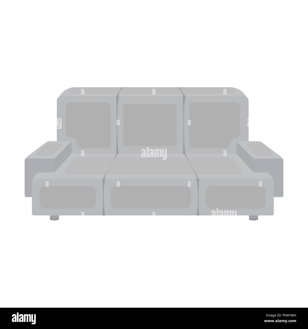 Green couch icon in monochrome style isolated on white background ...