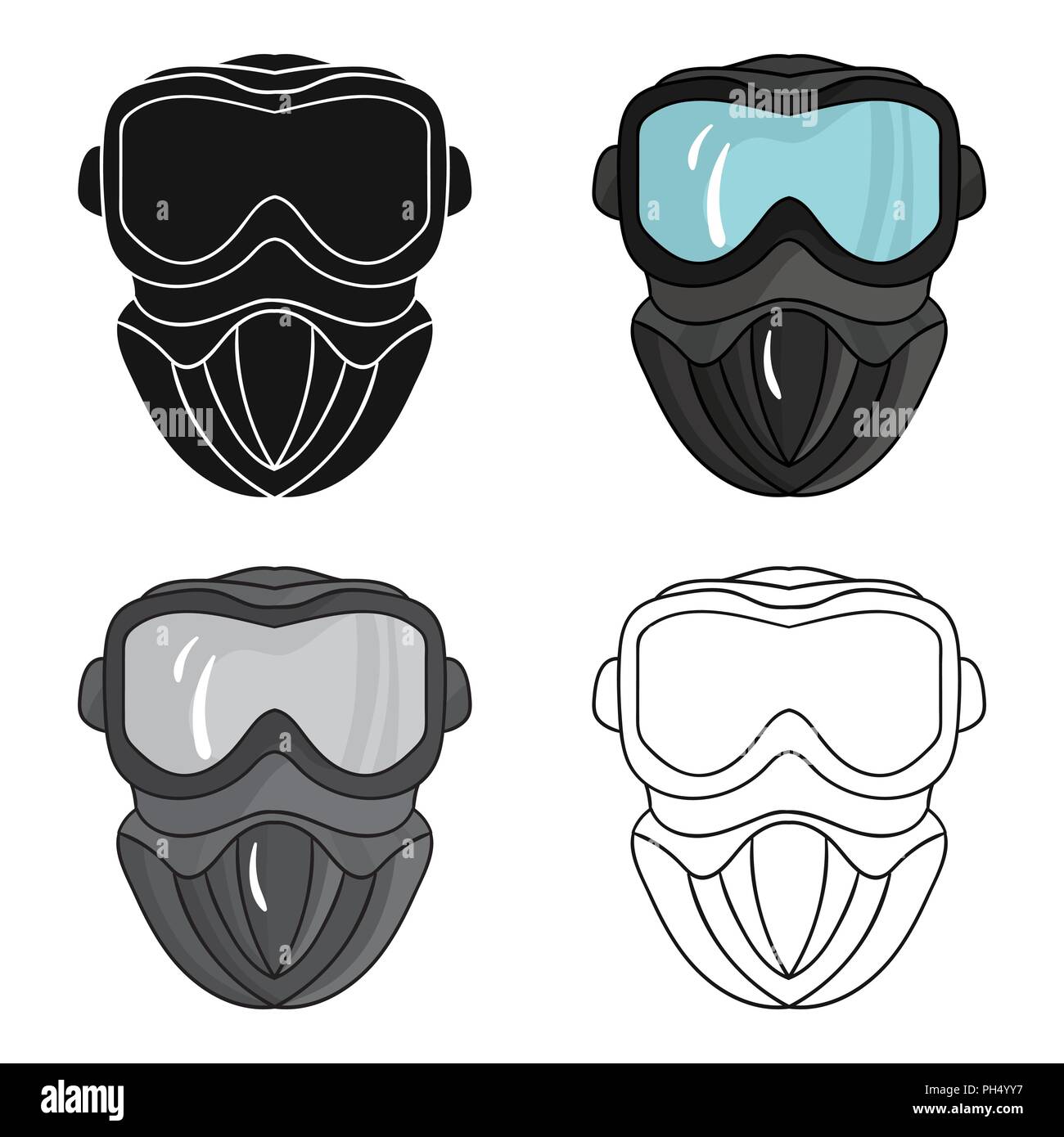 Paintball mask icon in cartoon design isolated on white background ...